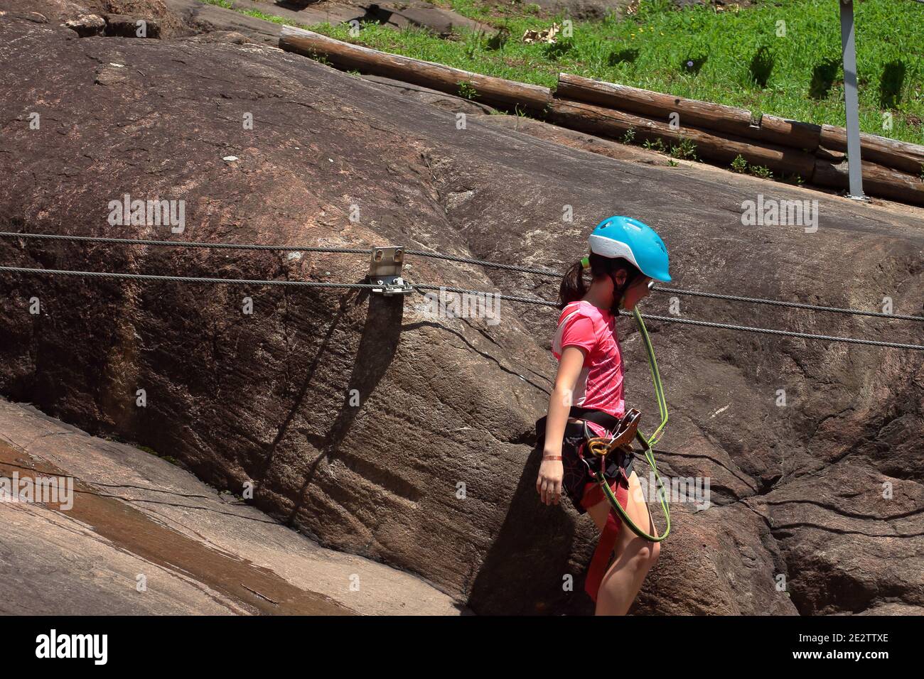 Montestrutto, Italian alps - June 2020: a girl walks along a Tibetan ...
