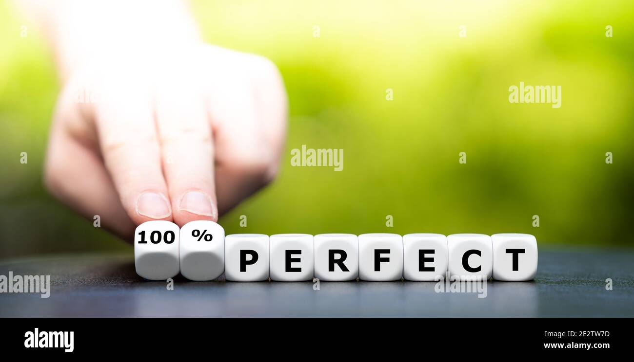 Dice form the expression "100 % perfect Stock Photo - Alamy