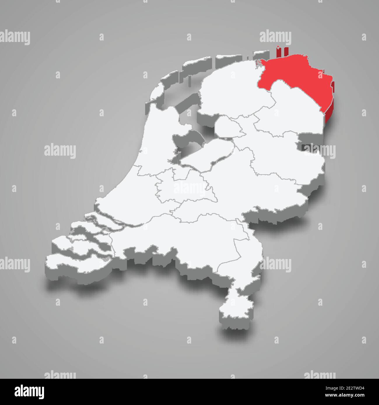 Groningen province location within Netherlands 3d isometric map Stock ...