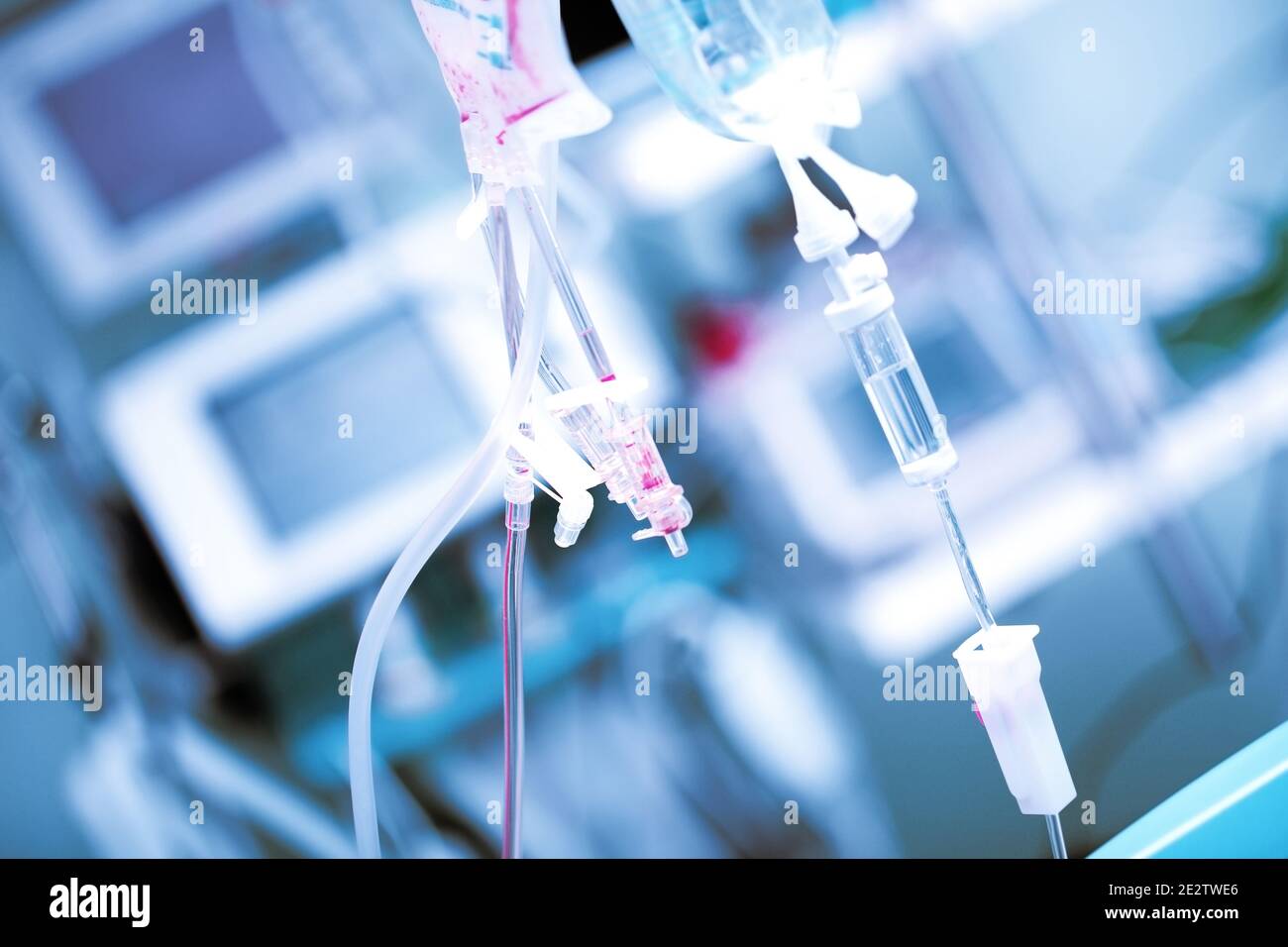 IV drip against the equipped ward Stock Photo - Alamy
