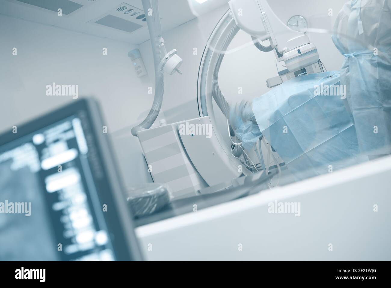 Patient On the table in X-ray operating room (Cath lab Stock Photo - Alamy
