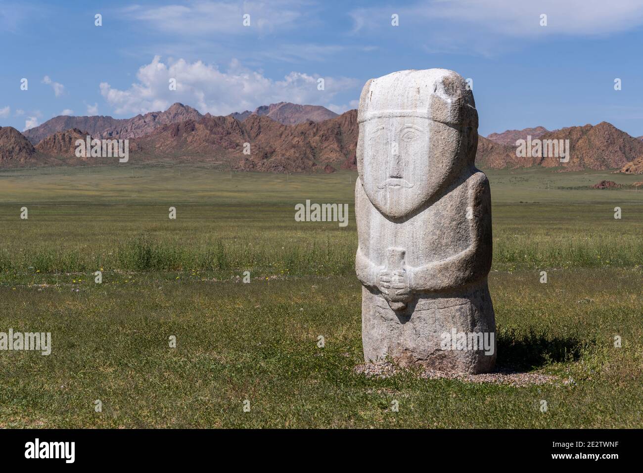 Bayan Olgi, Mongolia, August 5, 2019: Ancient Turkey statue called a ...