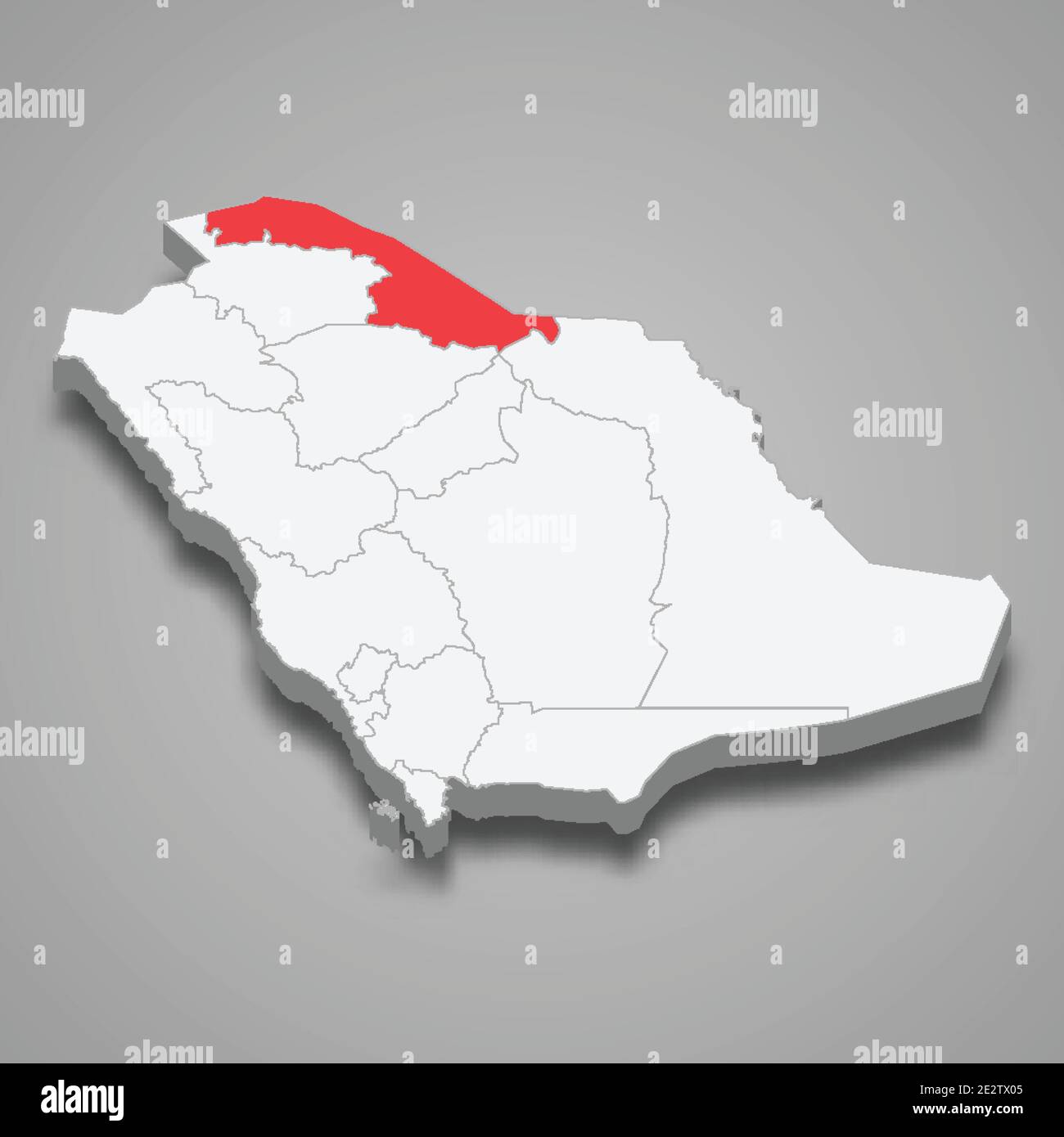 Northern Borders region location within Saudi Arabia 3d isometric map ...