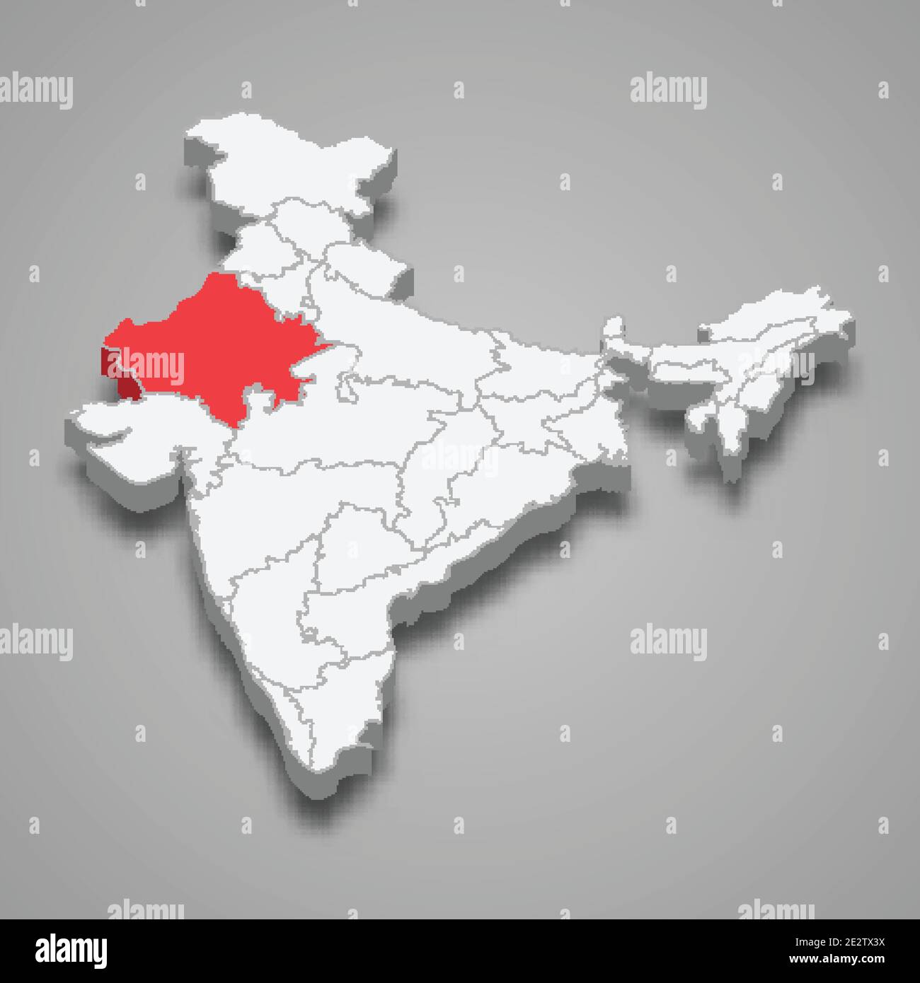 Rajasthan state location within India 3d isometric map Stock Vector ...