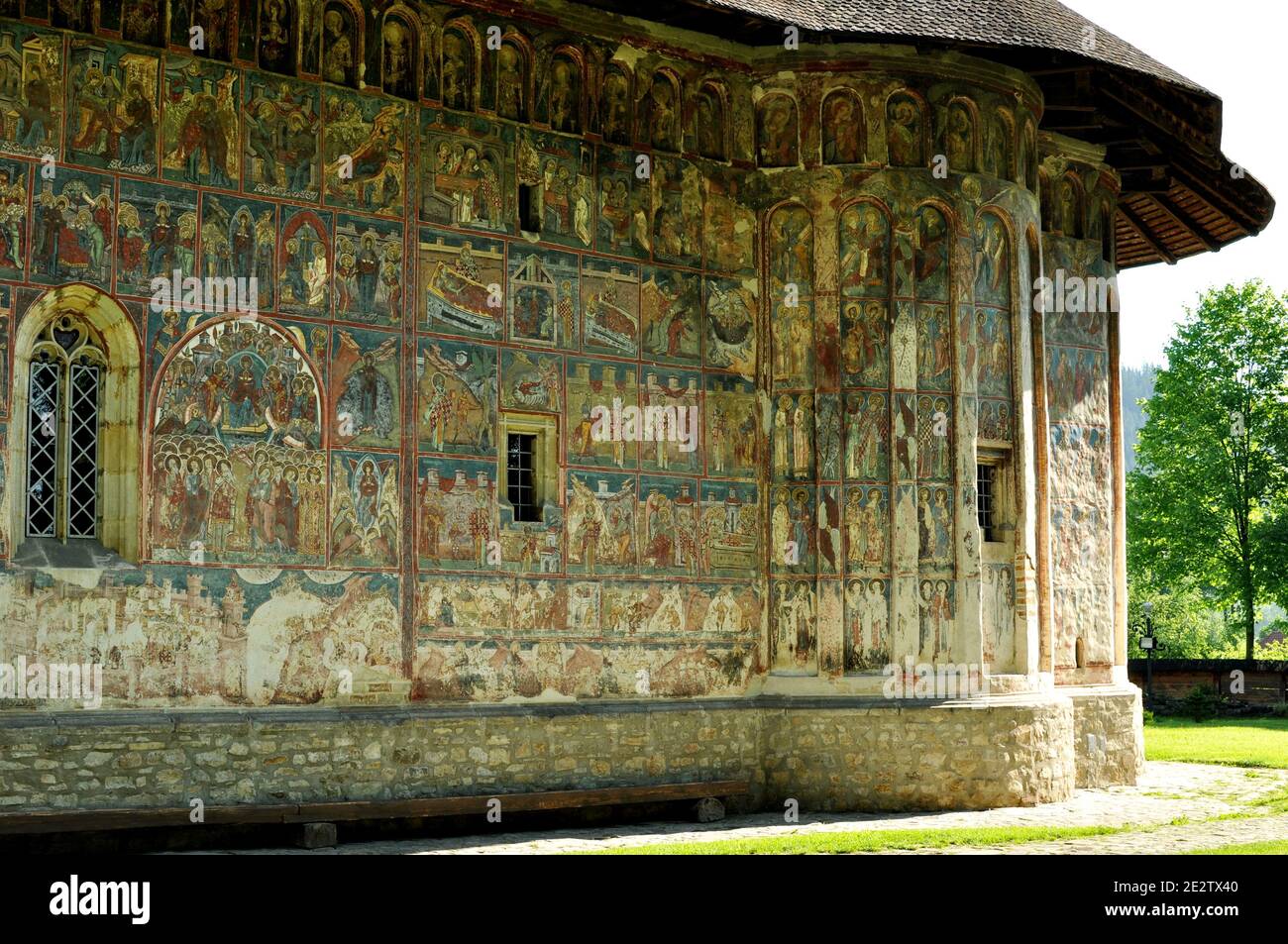 Side view of an old famous painted church Stock Photo - Alamy