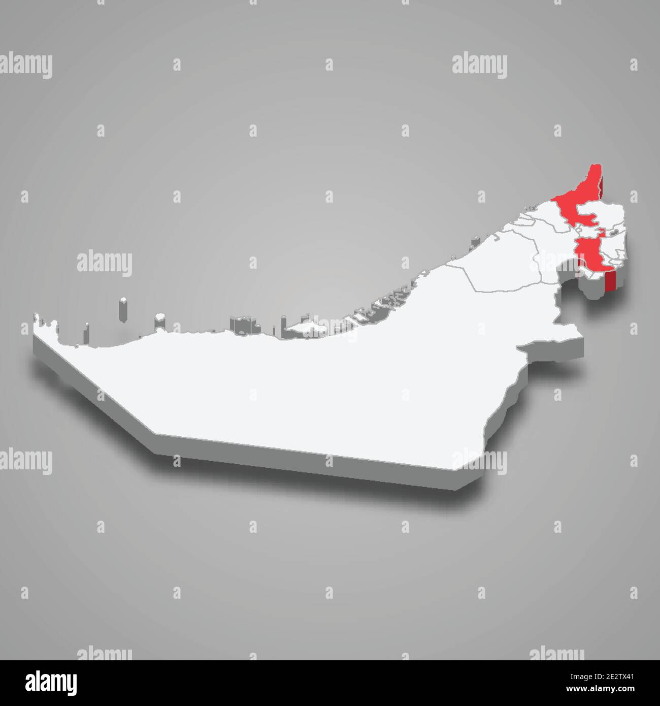 Ras Al Khaimah emirate location within United Arab Emirates 3d ...
