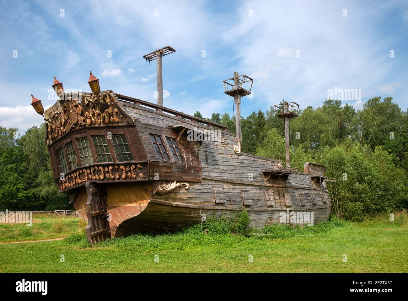 Old pirate sailboat in the forest Stock Photo - Alamy