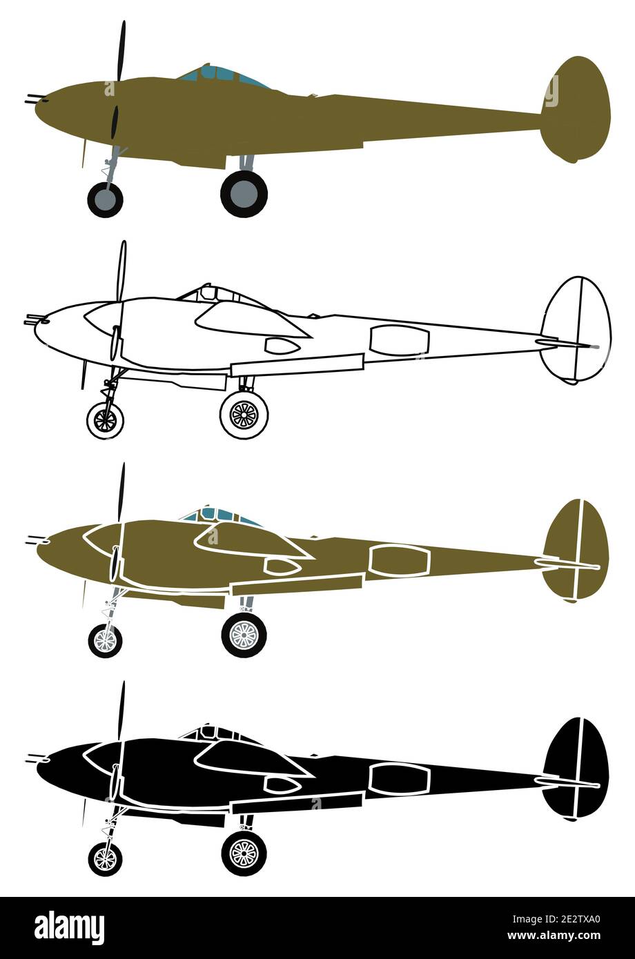 P38 Lightning in right view Stock Vector Image & Art - Alamy