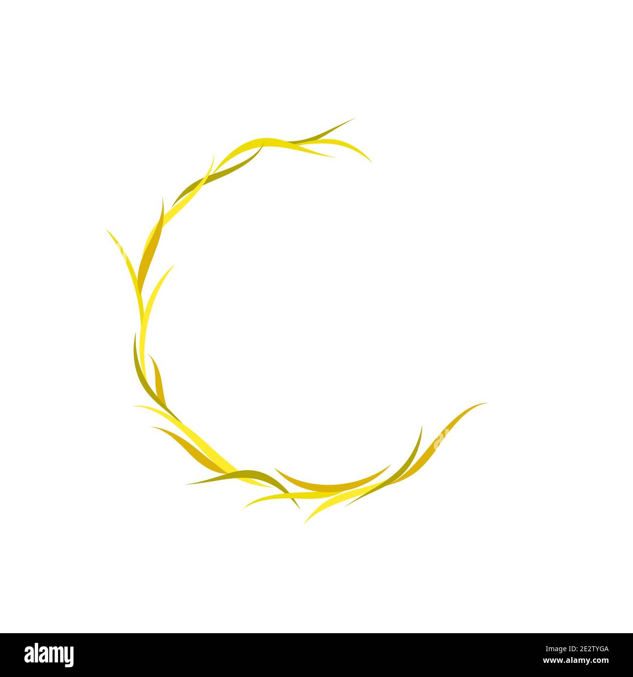 Round wreath or crown with gold and brown ears of wheat, barley or rye ...