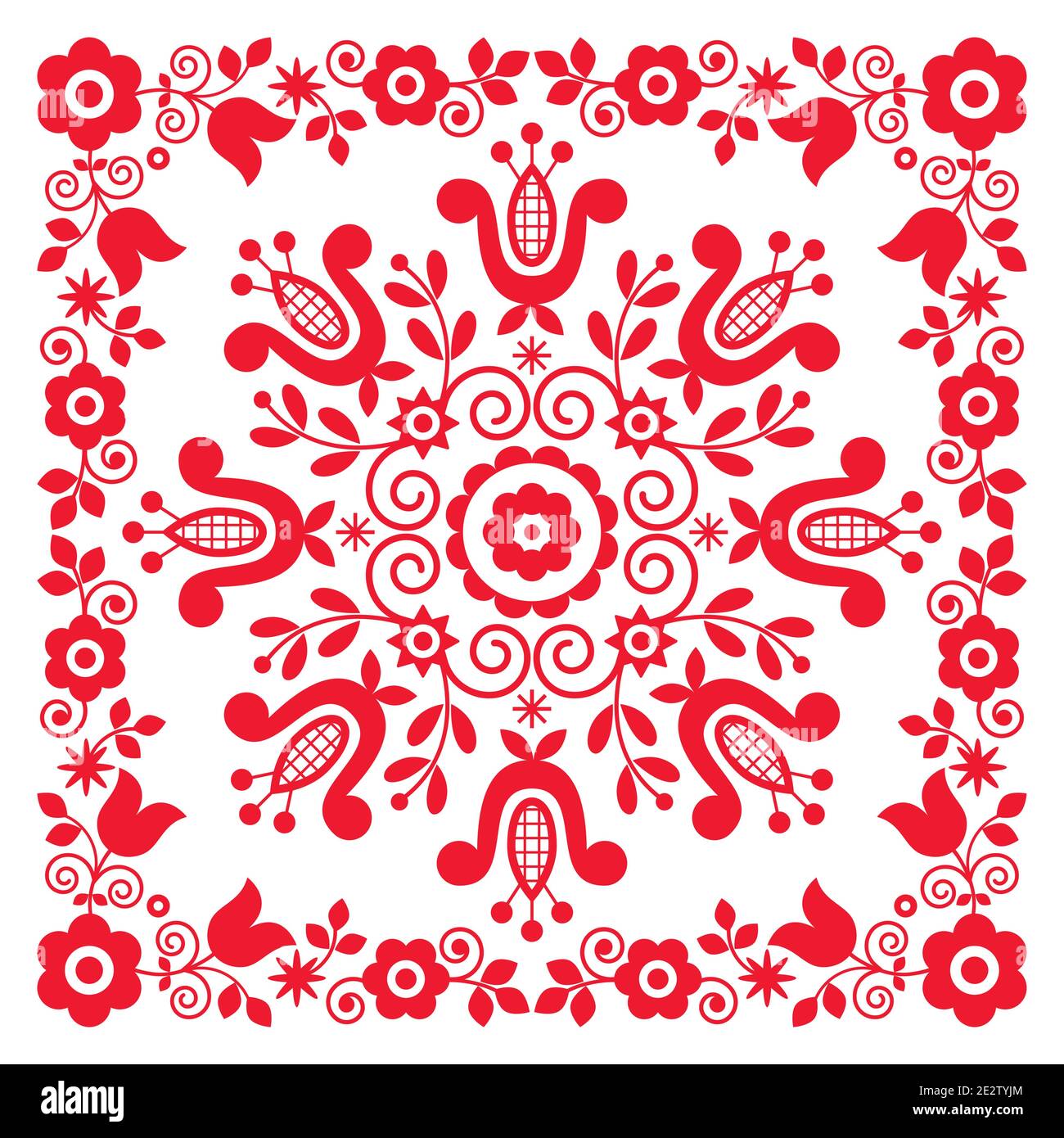 Polish traditional folk art vector greeting card design with floral ...