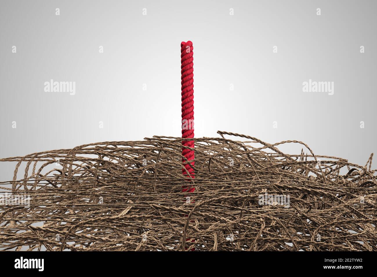 Red rope comes out tangled rope demonstrating competitive advantage ...