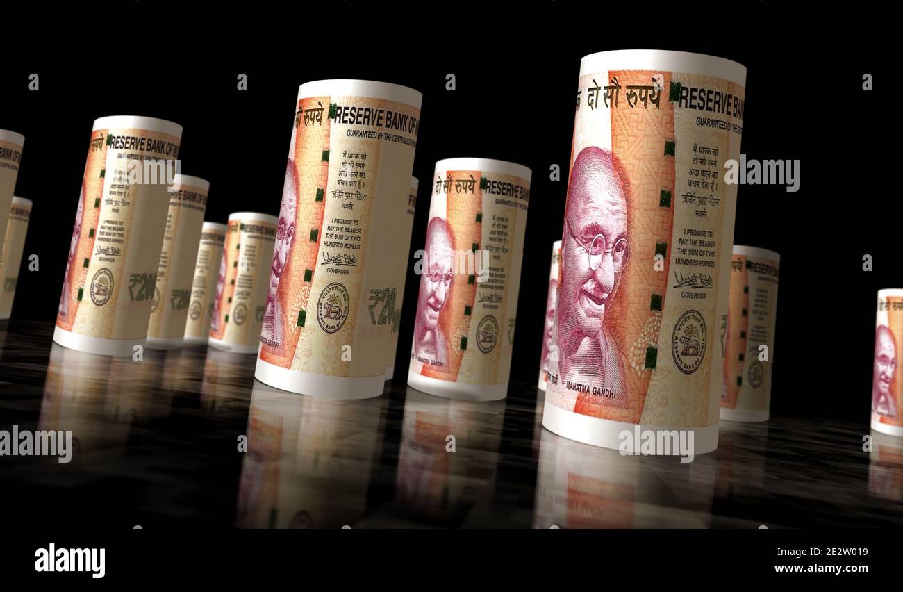 Indian rupee rolls 3d hi-res stock photography and images - Alamy