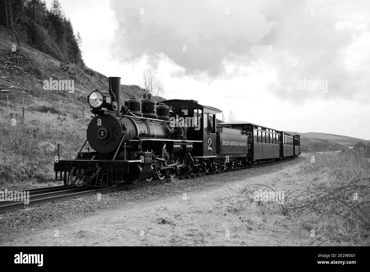 No. "2" entering Torpantau station with the last train of the day Stock ...