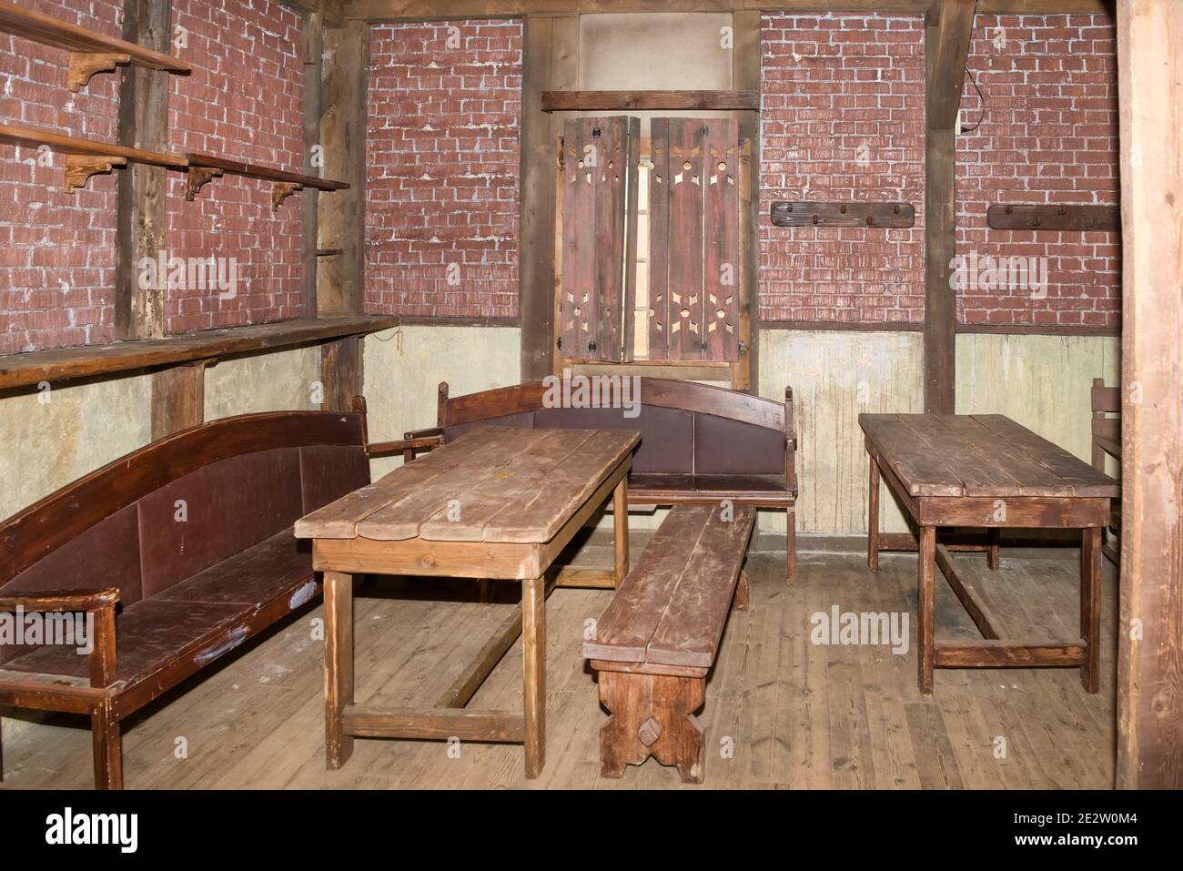 Interior of an old tavern with empty tables Stock Photo - Alamy