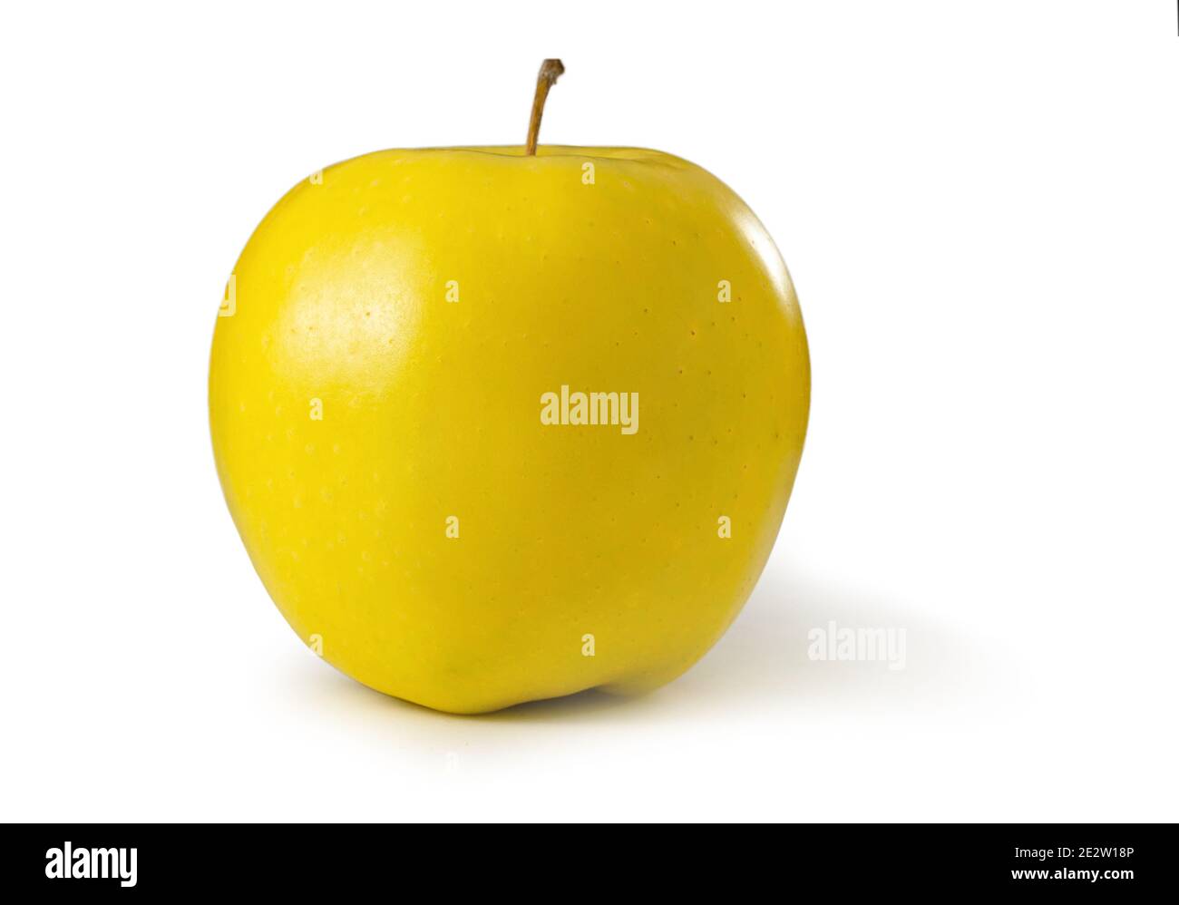 Golden Delicious apple isolated against white background Stock Photo ...
