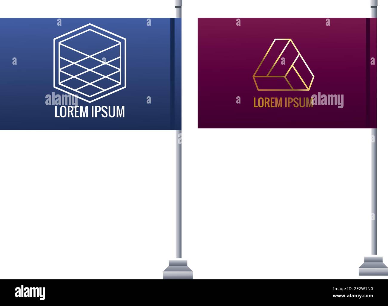 flags in poles with emblems mockup branding vector illustration design ...