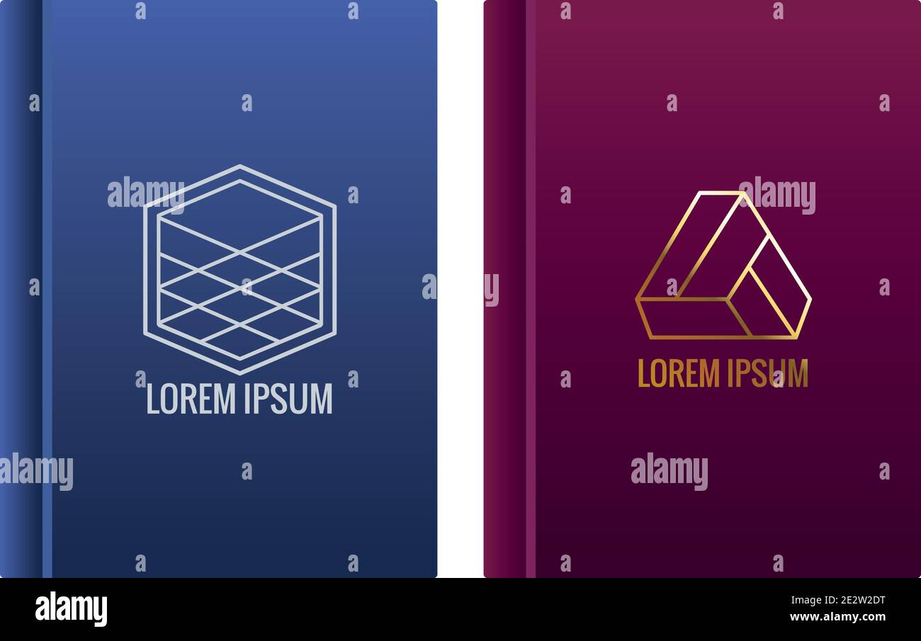 books with geometrics emblems mockup branding vector illustration ...