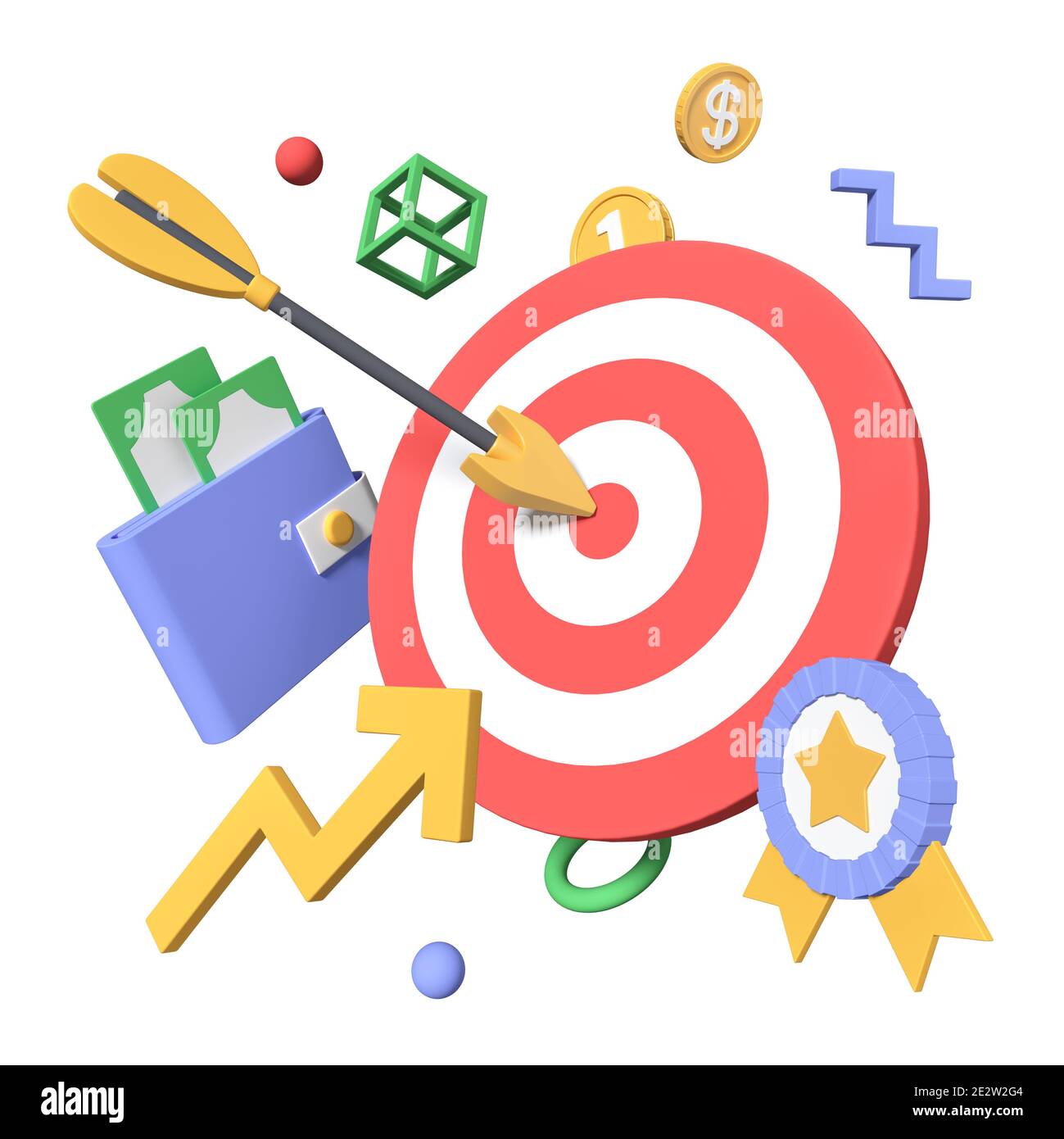 Goal achievement - modern colorful realistic 3d illustration on white ...