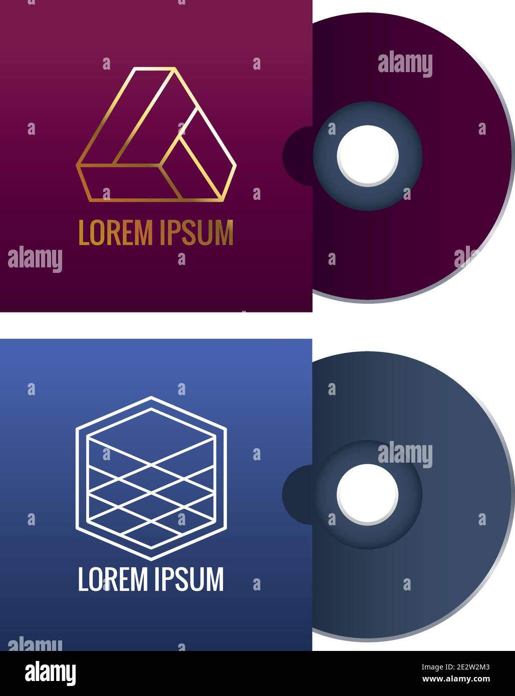 compact disks with geometric figures mockup branding vector ...