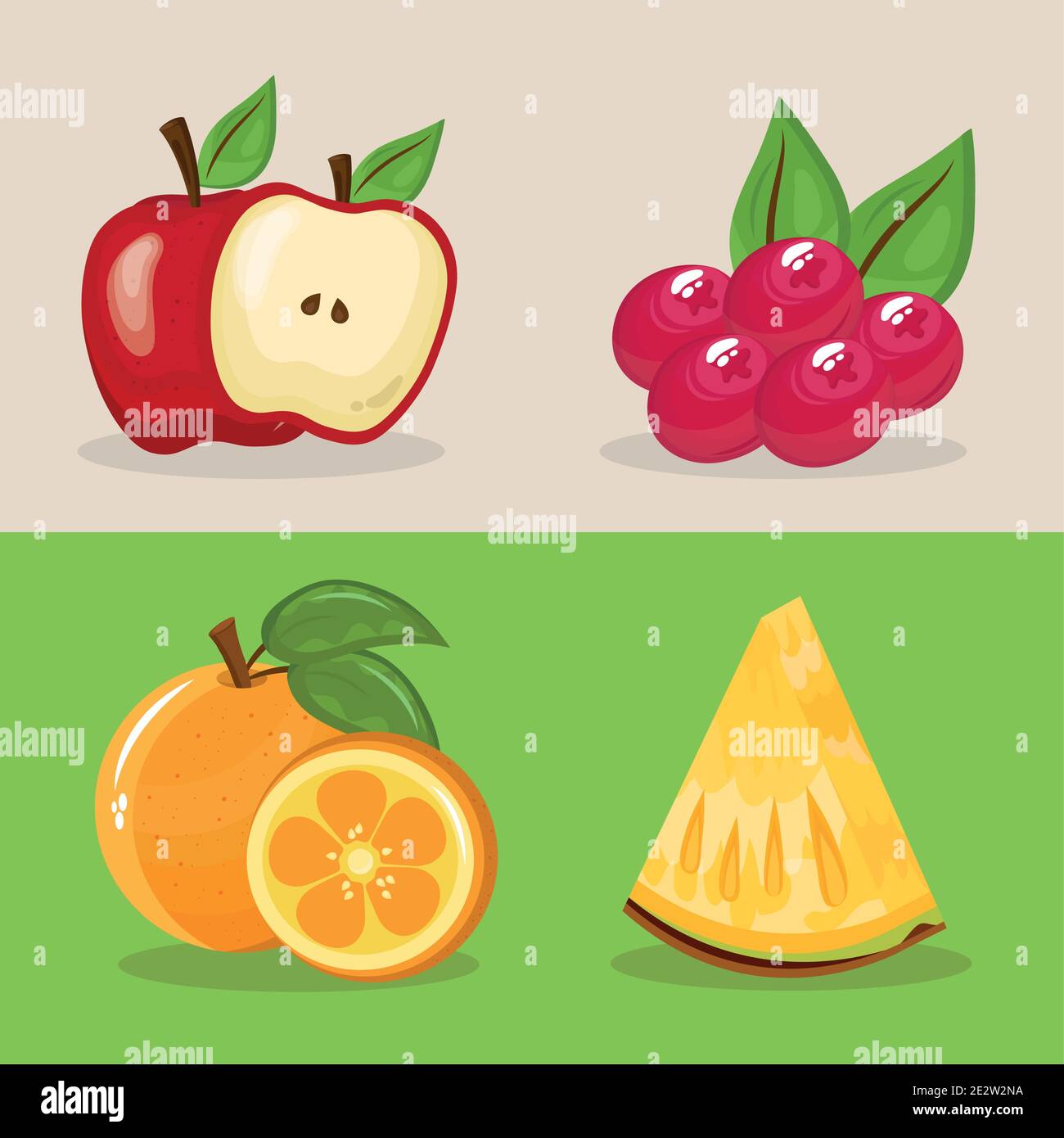 bundle of four fresh fruits set icons Stock Vector Image & Art - Alamy