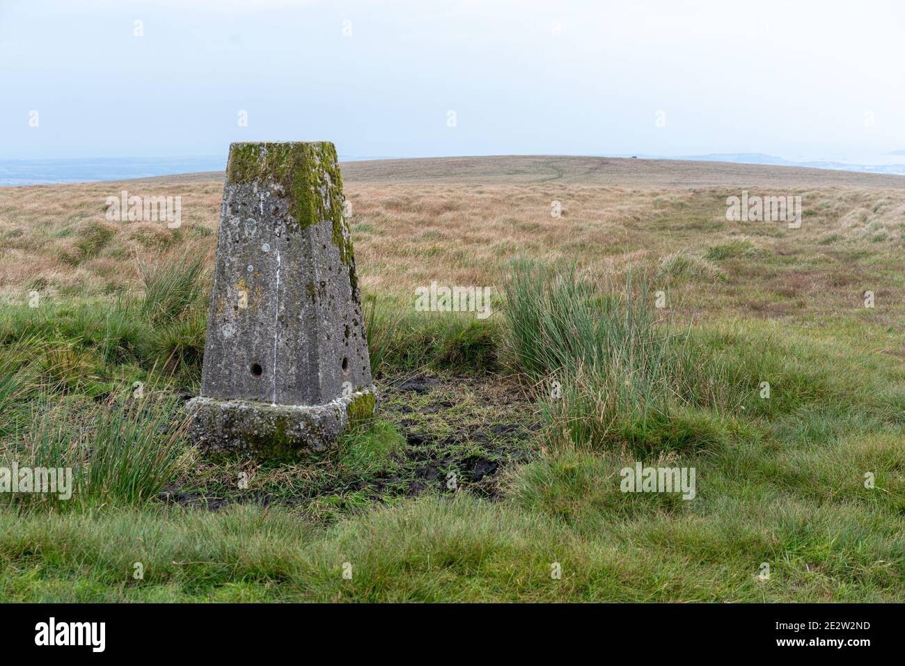 Trig point on Dartmoor Stock Photo - Alamy