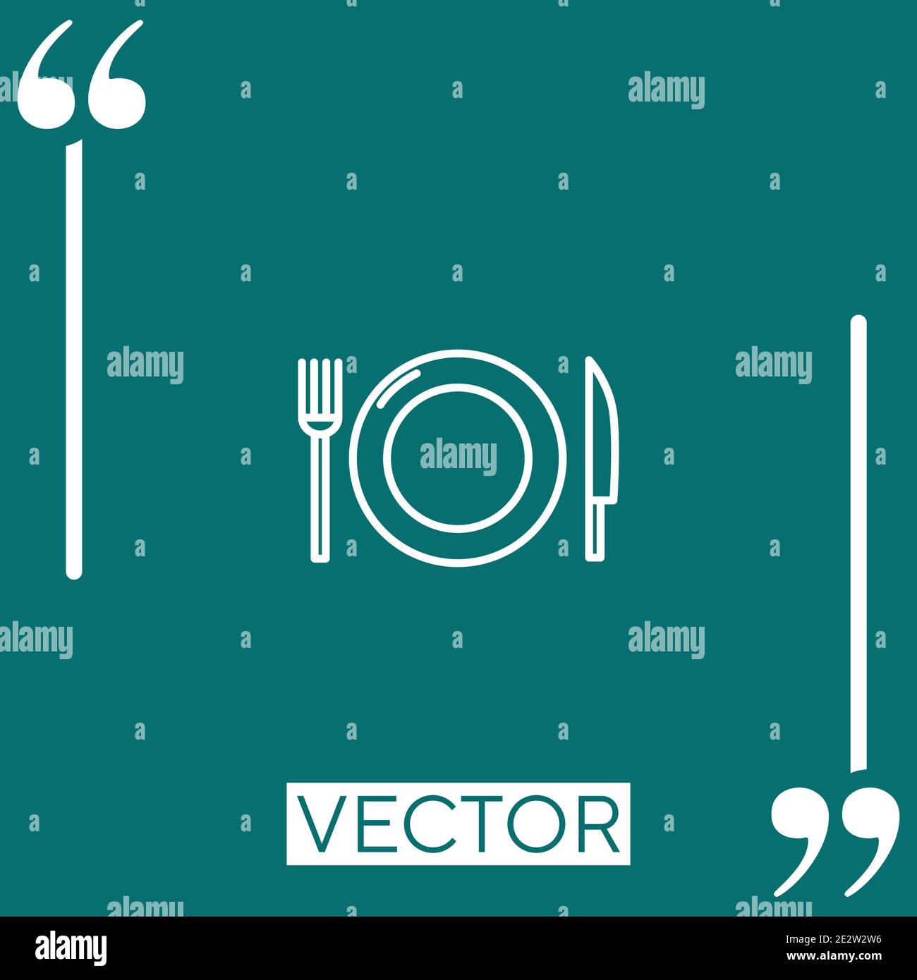 plate and utensils top view Linear icon. Editable stroke line Stock ...