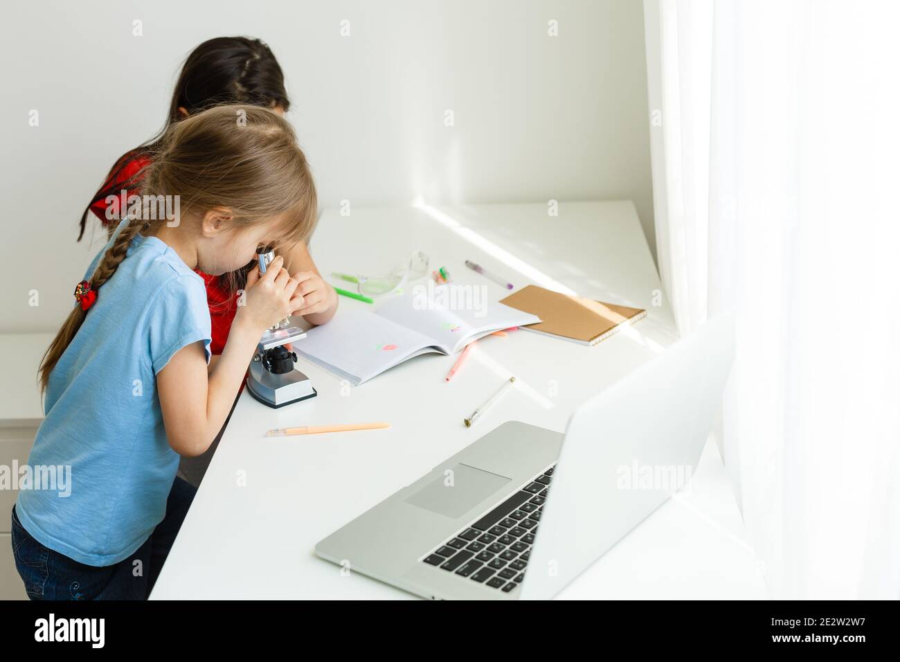 Learning from home, Home school kid concept. Little children study ...