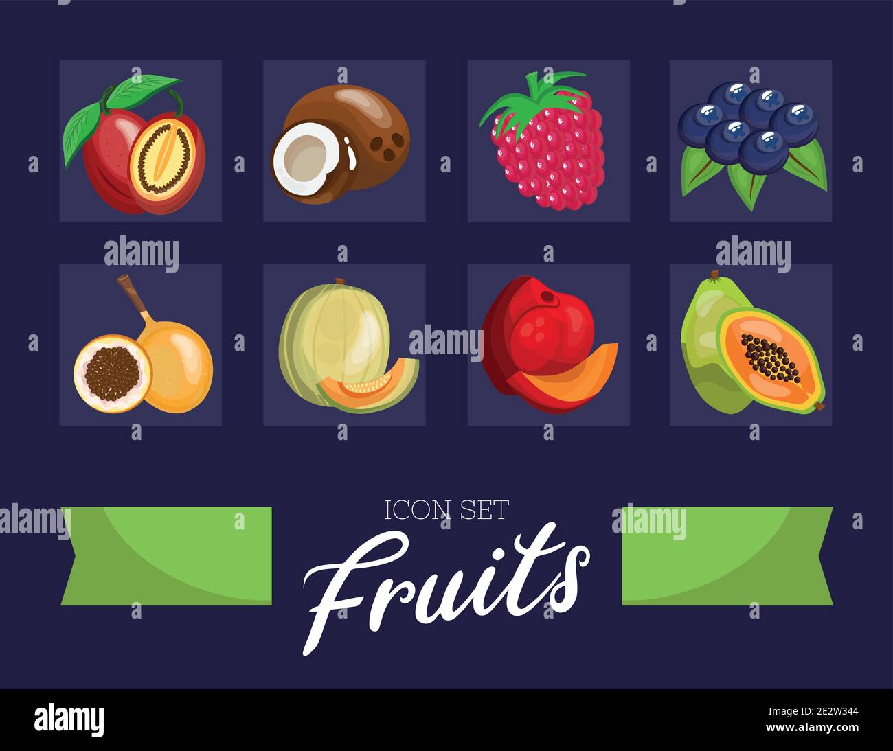 8 Fruits Stock Vector Images - Alamy