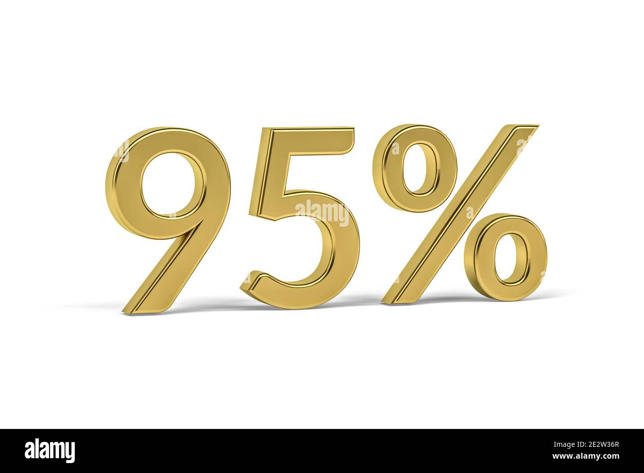 Golden digit ninety five with percent sign - 95% on white background ...