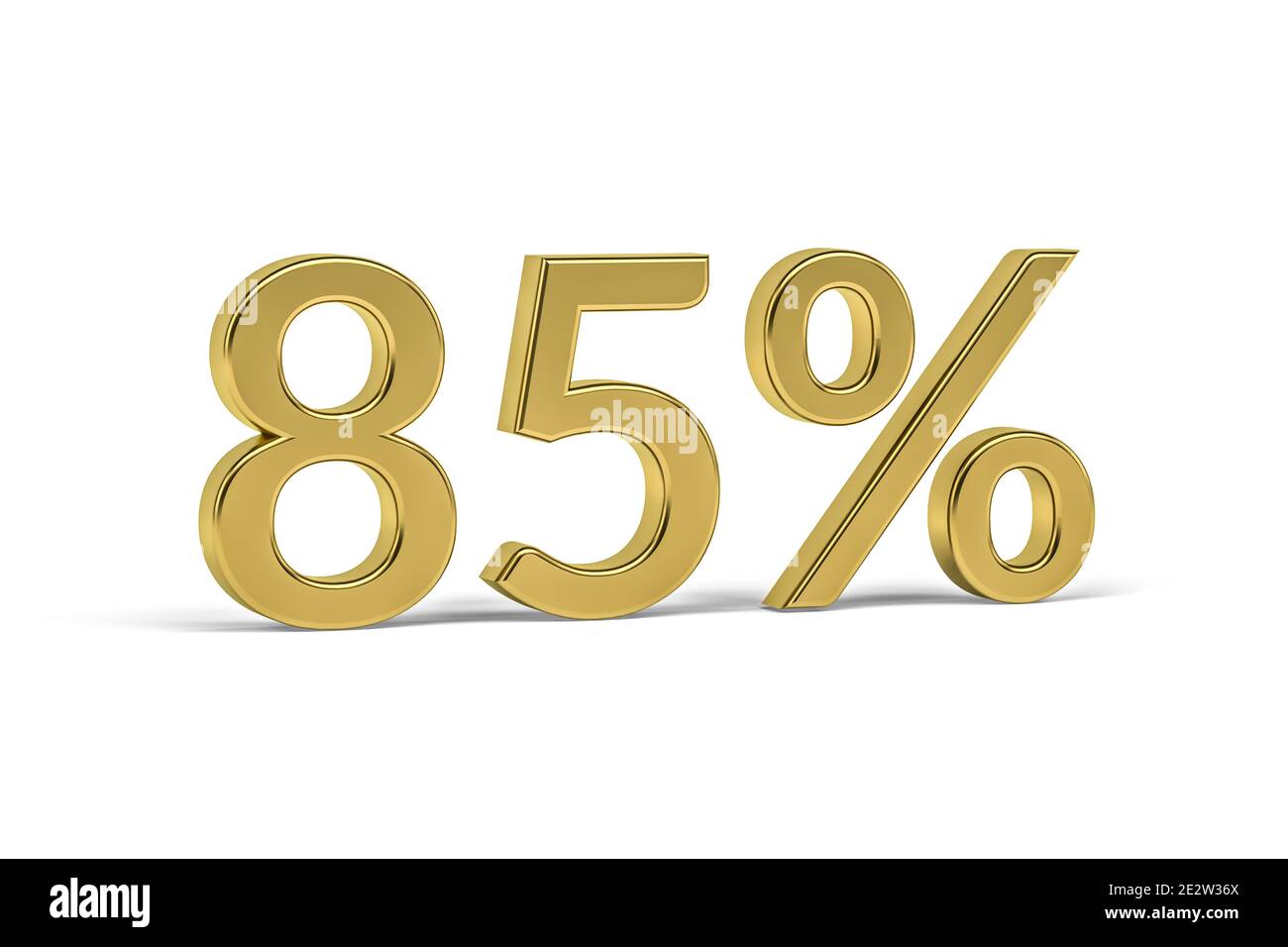 Golden digit eighty five with percent sign - 85% on white background ...