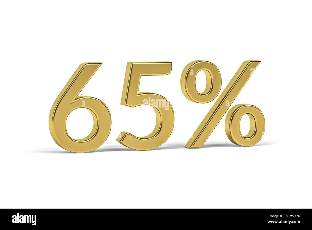 Golden digit sixty five with percent sign - 65% on white background ...