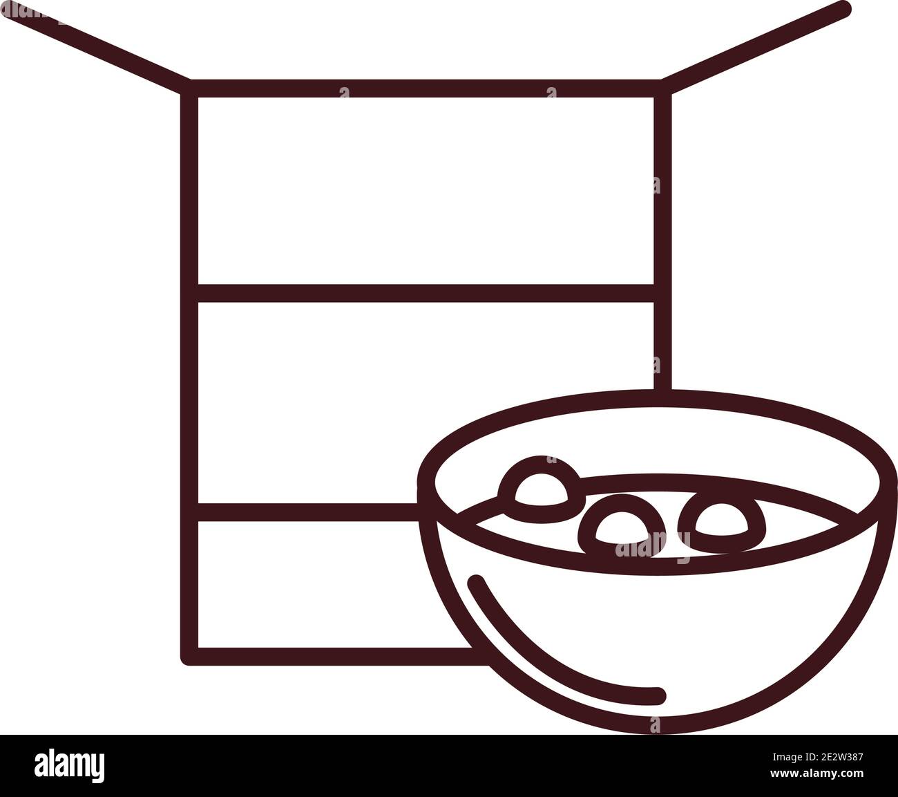breakfast bowl with cereal and box line style vector illustration Stock ...