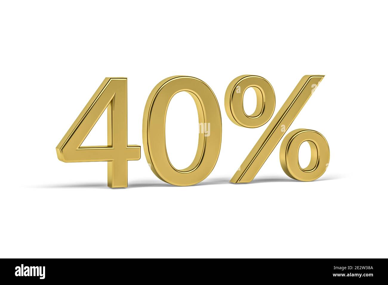 Gold digit forty with percent sign - 40% isolated on white - 3D render ...