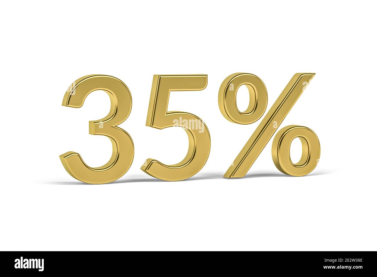 Gold digit thirty five with percent sign - 35% on white background - 3D ...