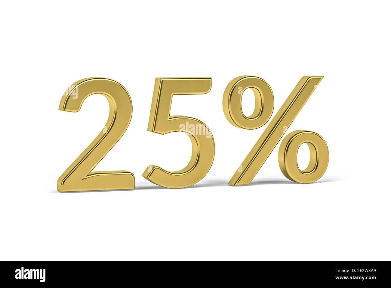 Gold number twenty five with percent sign - 25% on white background ...