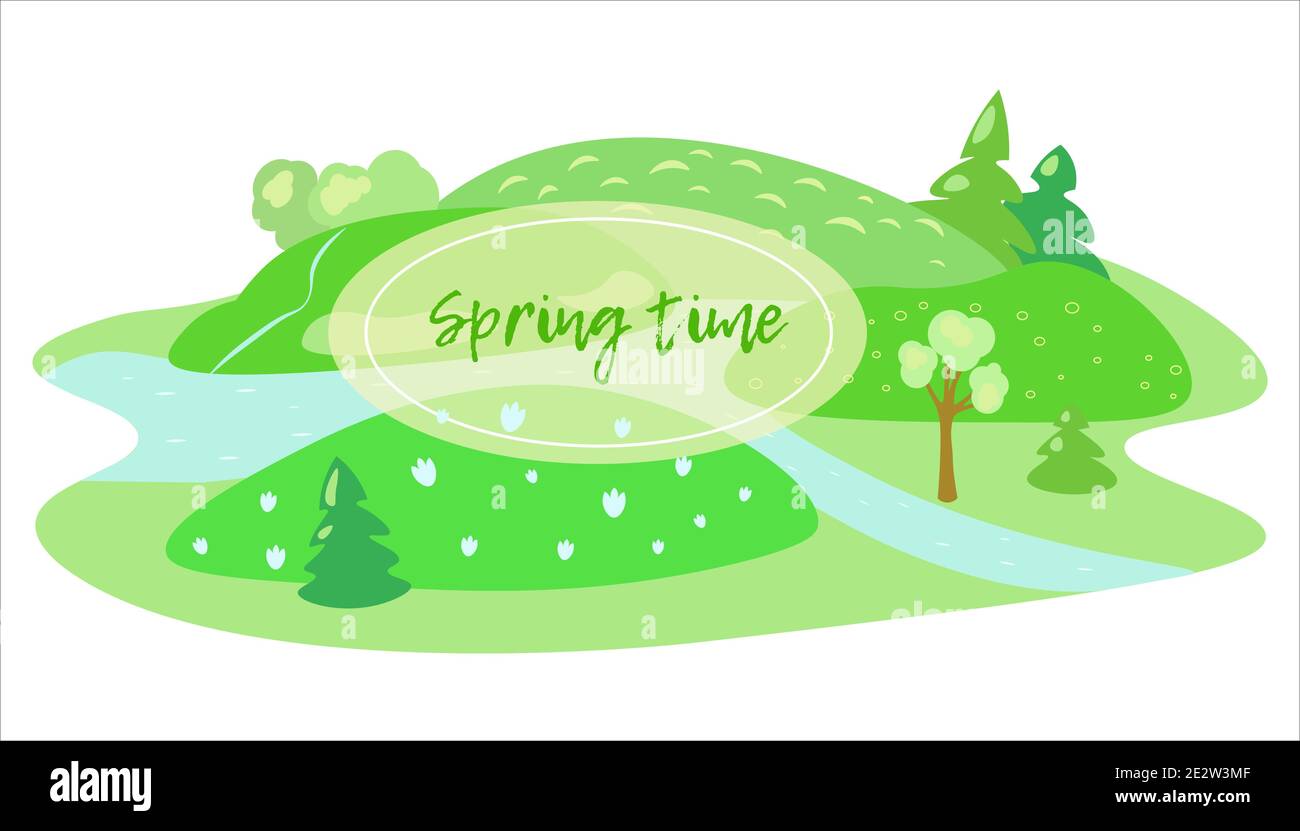 Landscape countryside spring springtime Stock Vector Images - Alamy