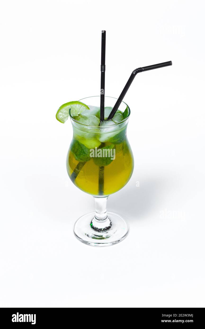 alcohol cocktail with straw isolated on white background Stock Photo ...