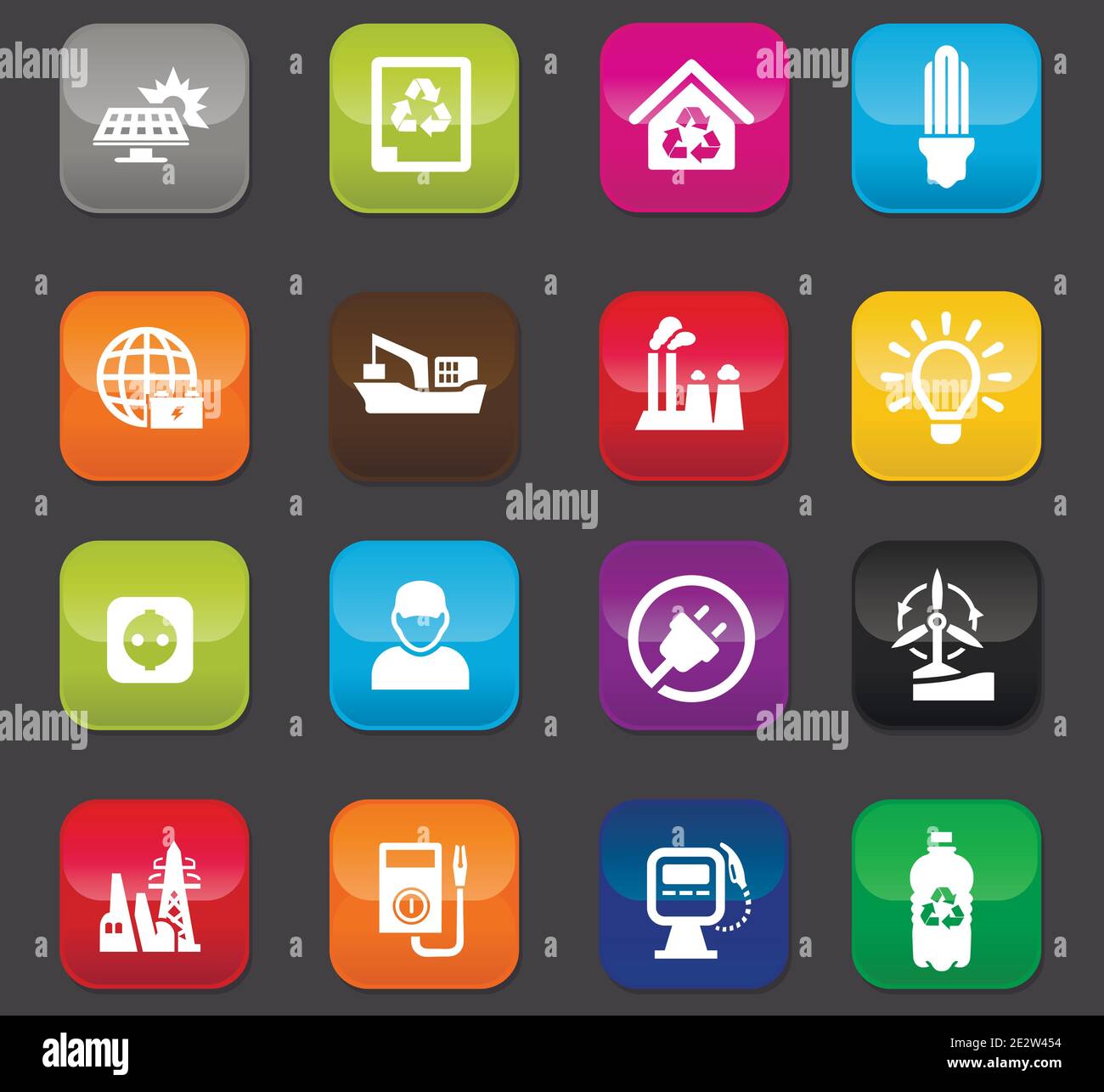 Alternative energy icons set for web sites and user interface. Colored ...