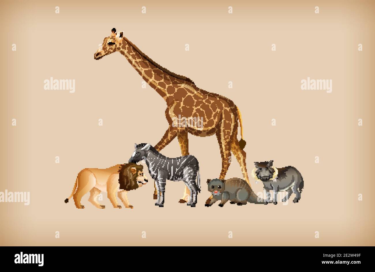 Group of wild animal on background illustration Stock Vector Image ...