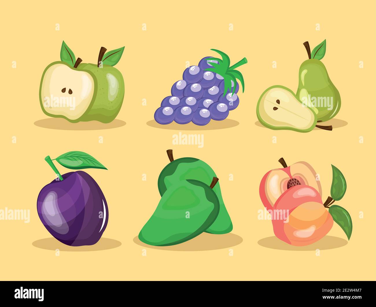 6 fruits Stock Vector Images - Alamy