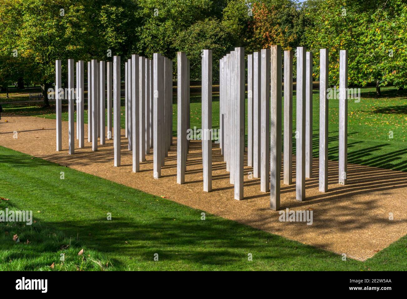 The 7 July Memorial in Hyde Park. Memorial to the 52 victims of the 7/7 ...