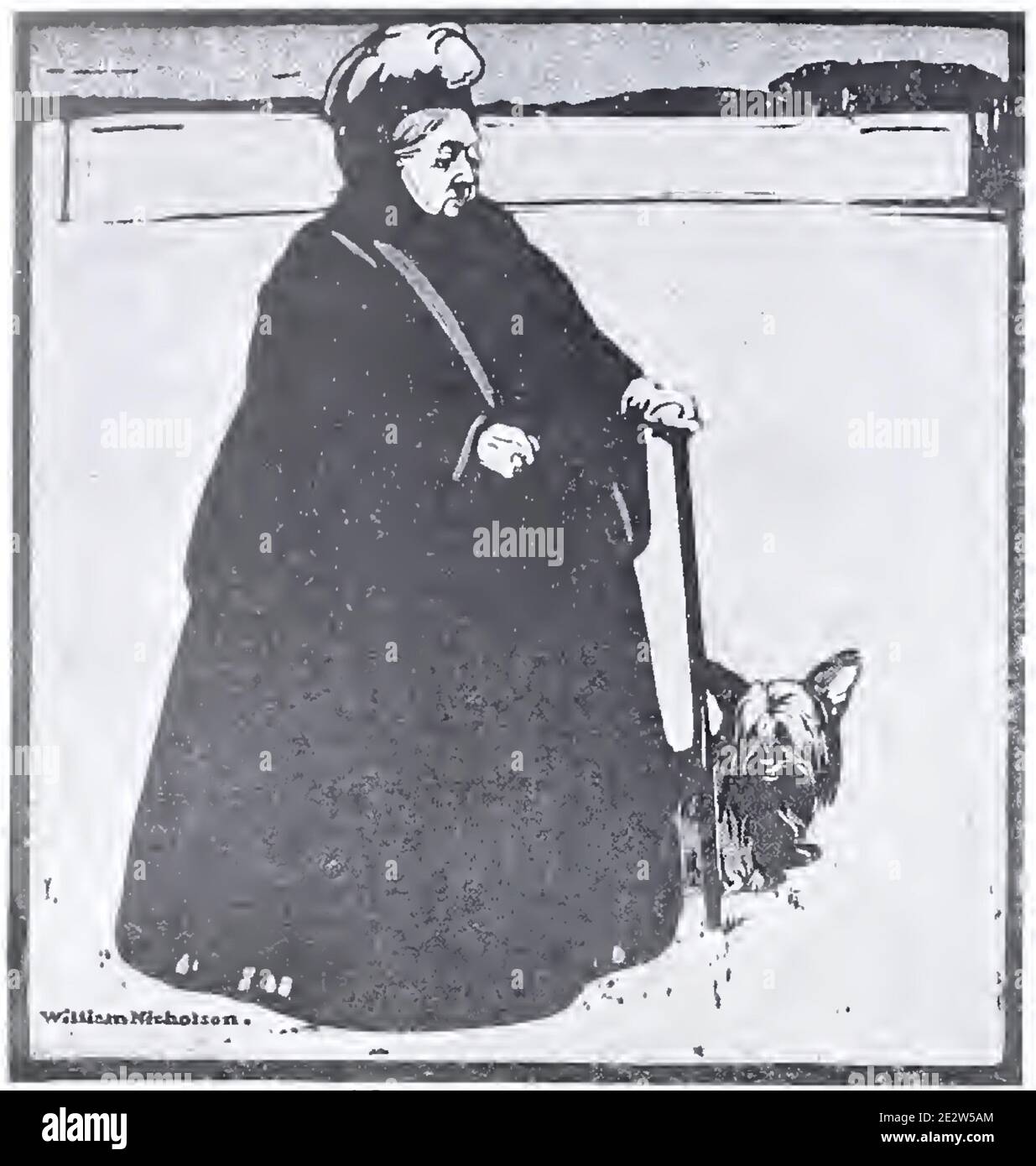 Vintage print of Queen Victoria with her dog Dandie Stock Photo - Alamy