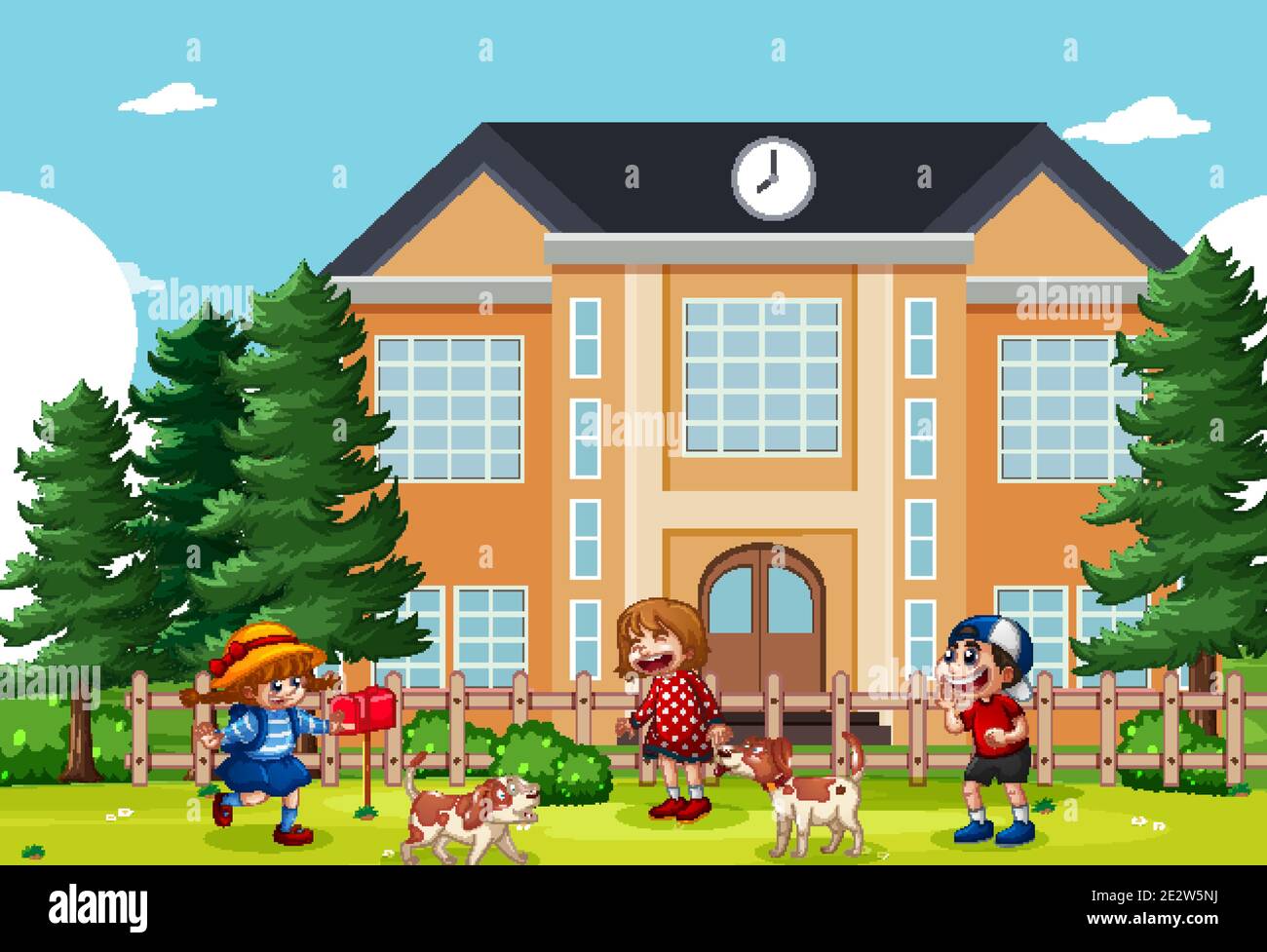 Children in the school scene illustration Stock Vector Image & Art - Alamy