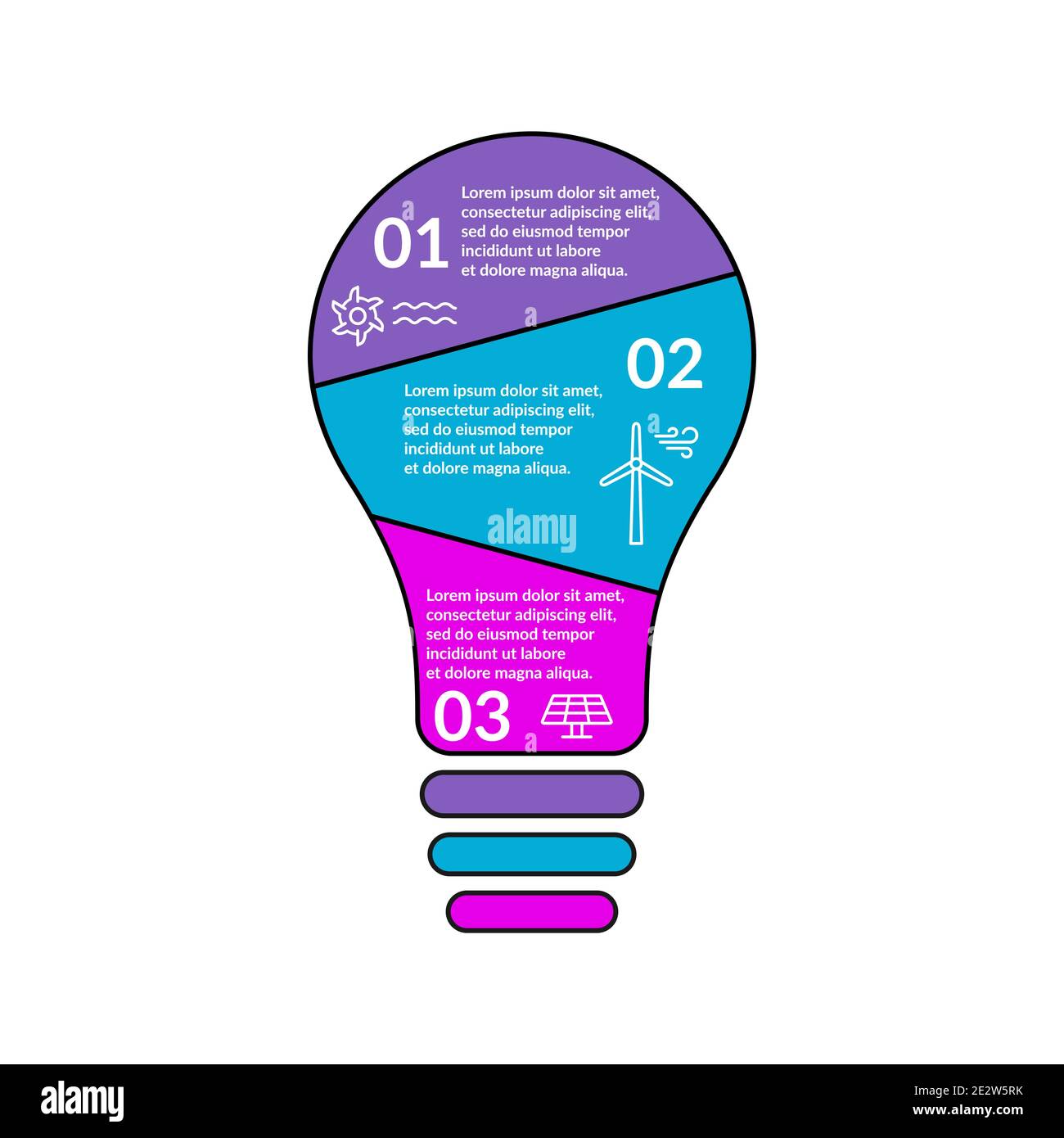 Sustainable energy infographic in shape of light bulb. Renewable energy ...