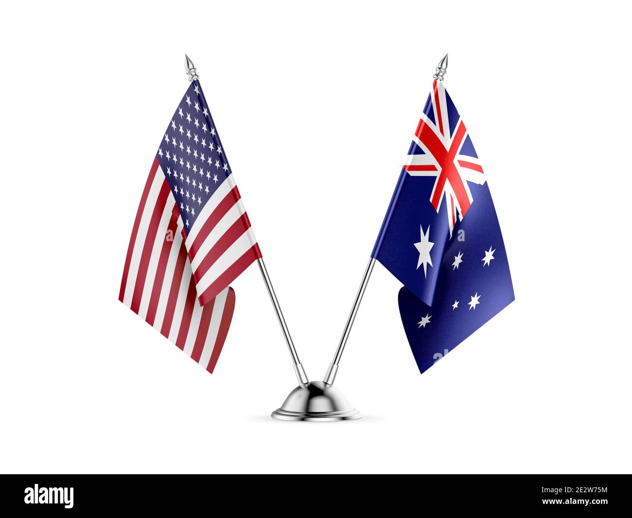 Desk flags, United States America and Australia, isolated on white ...