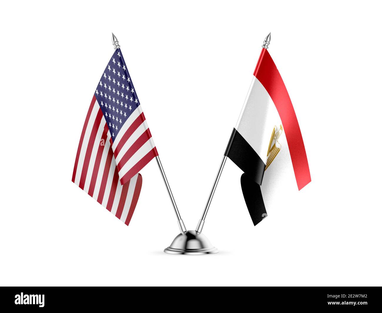 Desk flags, United States America and Egypt, isolated on white ...