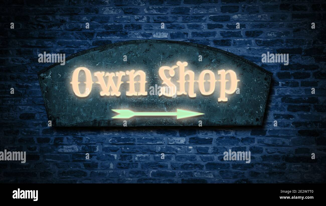 Street Sign the Direction Way to Own Shop Stock Photo - Alamy