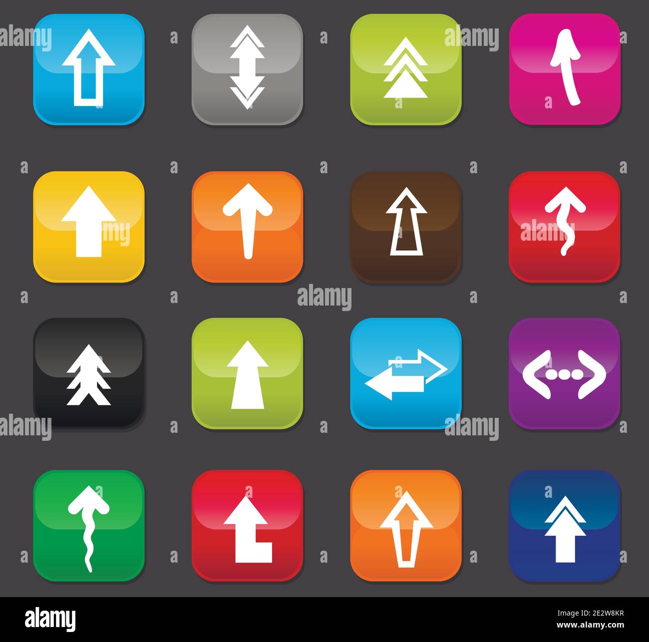 Arrows vector icons for user interface design. Colored buttons on a ...