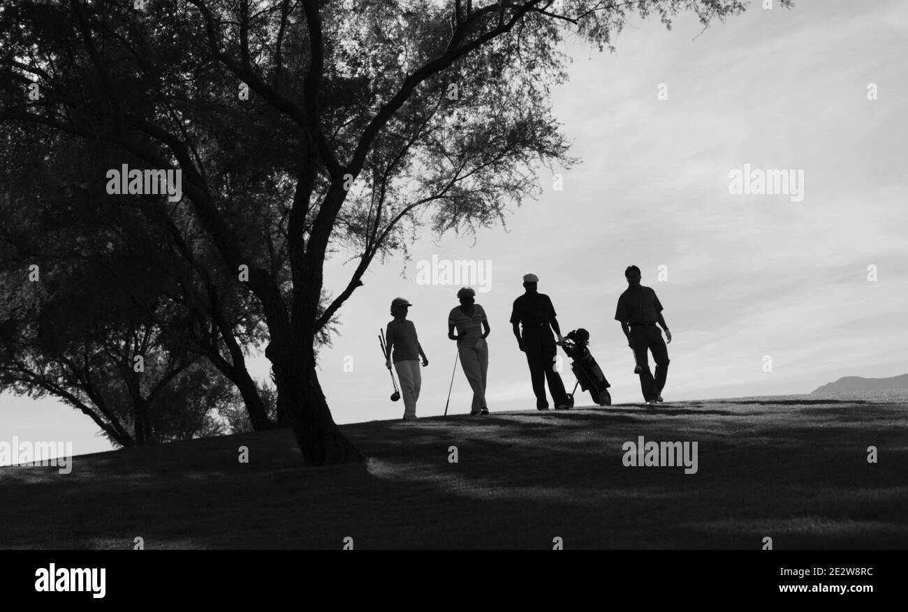 Black and white photo of senior golfer friends Stock Photo - Alamy