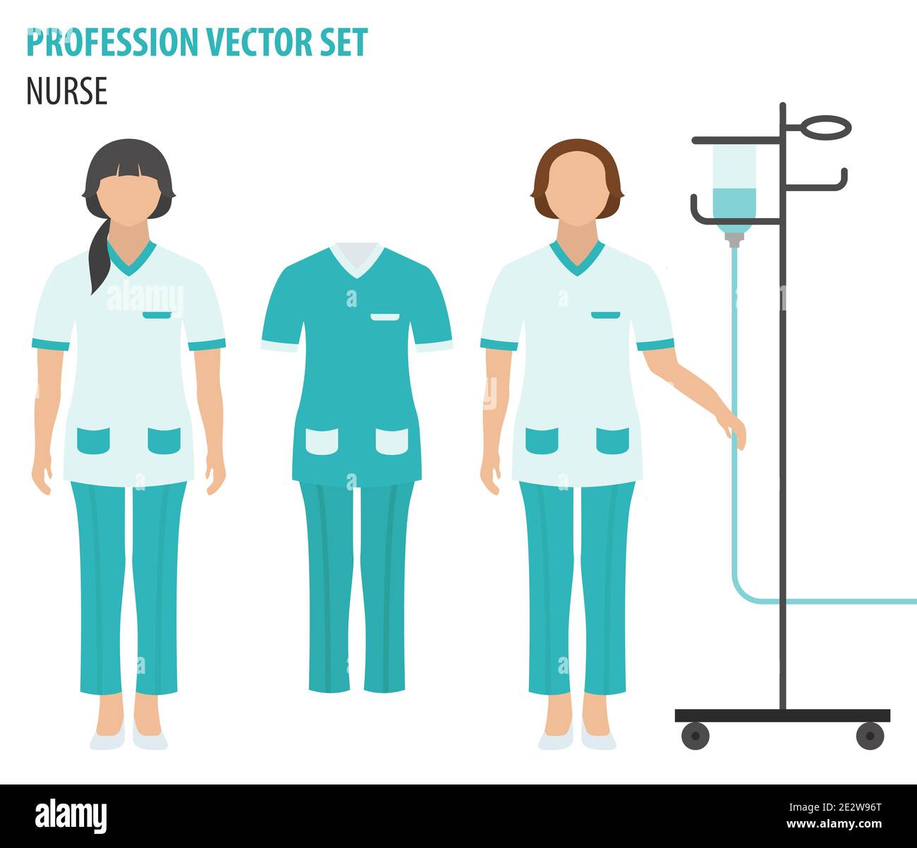 Profession and occupation set. Nurse equipment, medical staff uniform ...